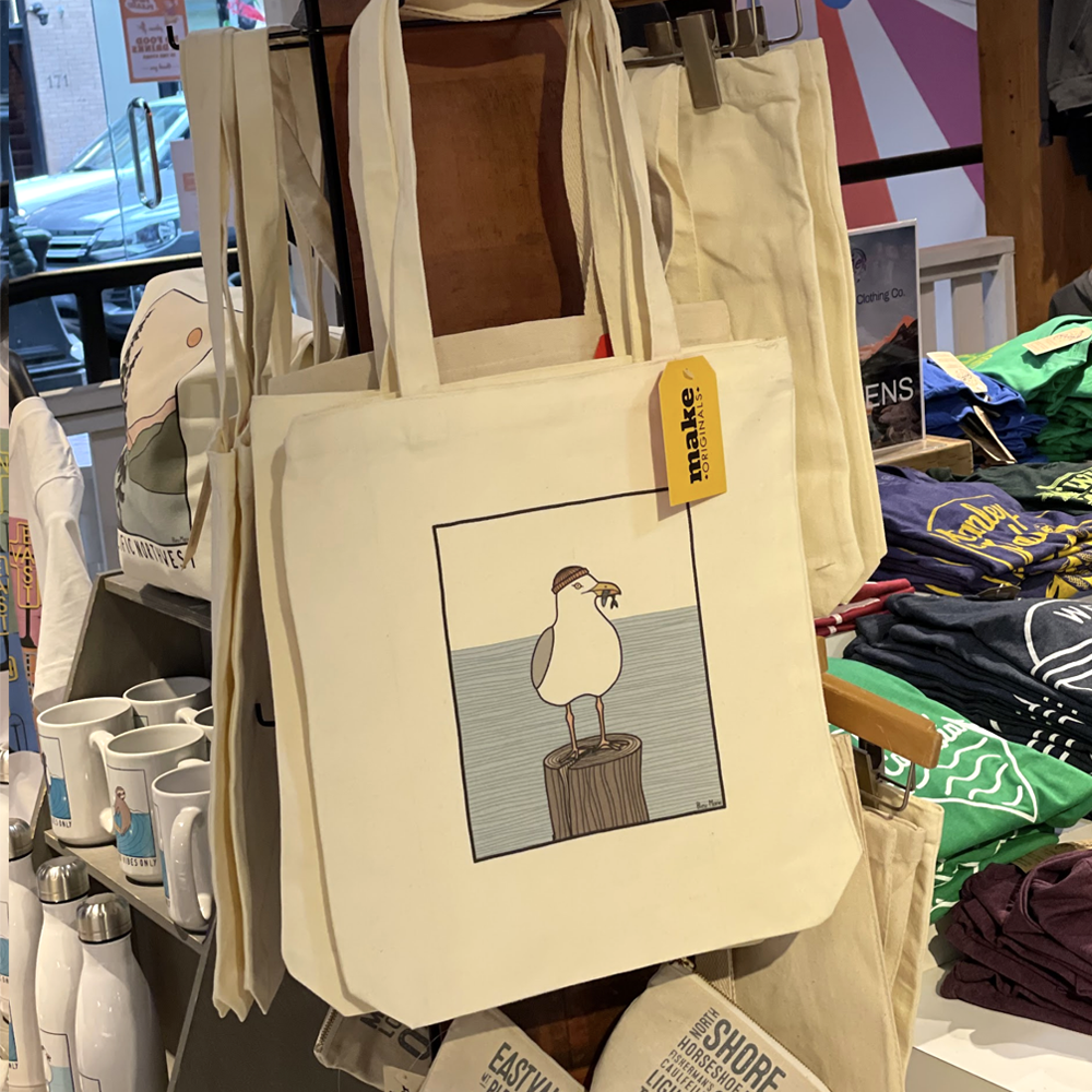MAKE Original - Cool Seagull Bleu Marie - Tote Bag Natural – MAKE Vancouver